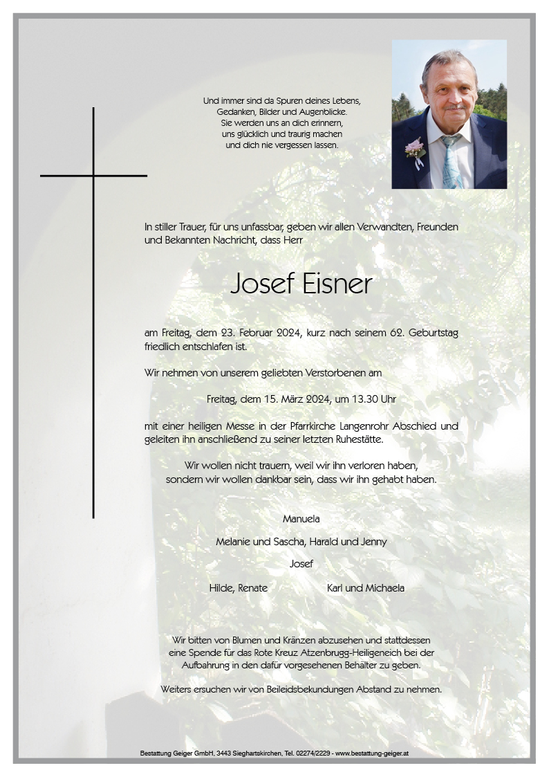Josef Eisner - Bestattung Geiger