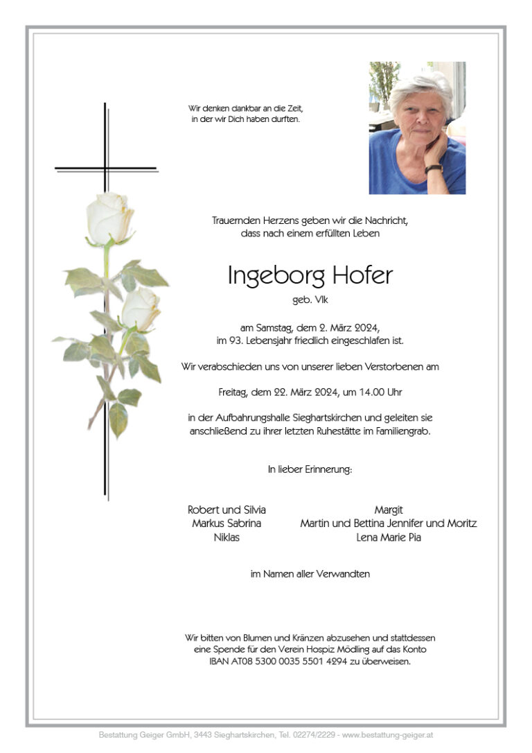 Bestattung Geiger - Trauerfälle