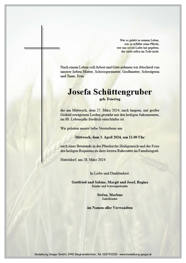 Bestattung Geiger - Trauerfälle