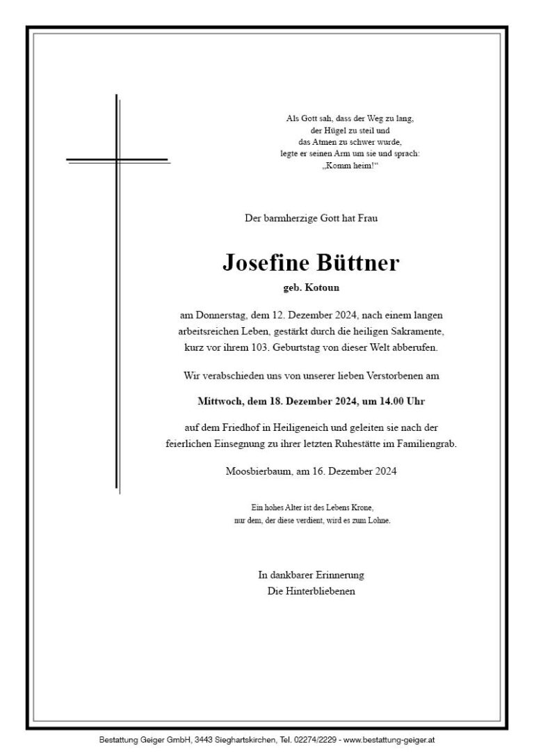 Bestattung Geiger - Trauerfälle