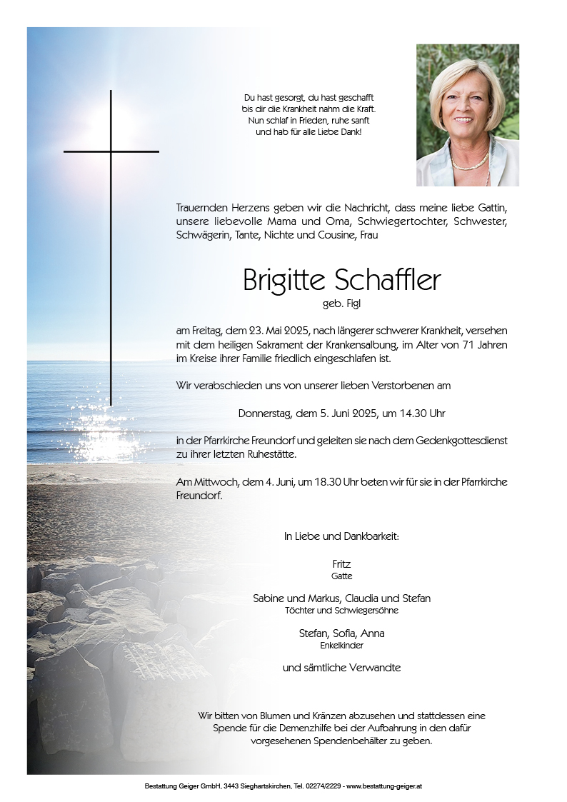 Brigitte Schaffler - Bestattung Geiger